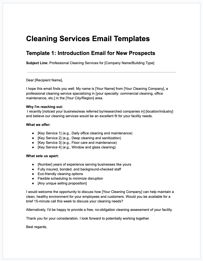 Cleaning Services Email Templates